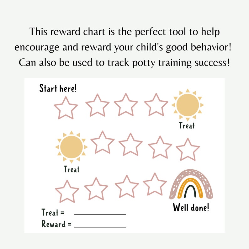 Stars Reward Chart for Kids, Potty Training Printable, Bathroom Routine ...