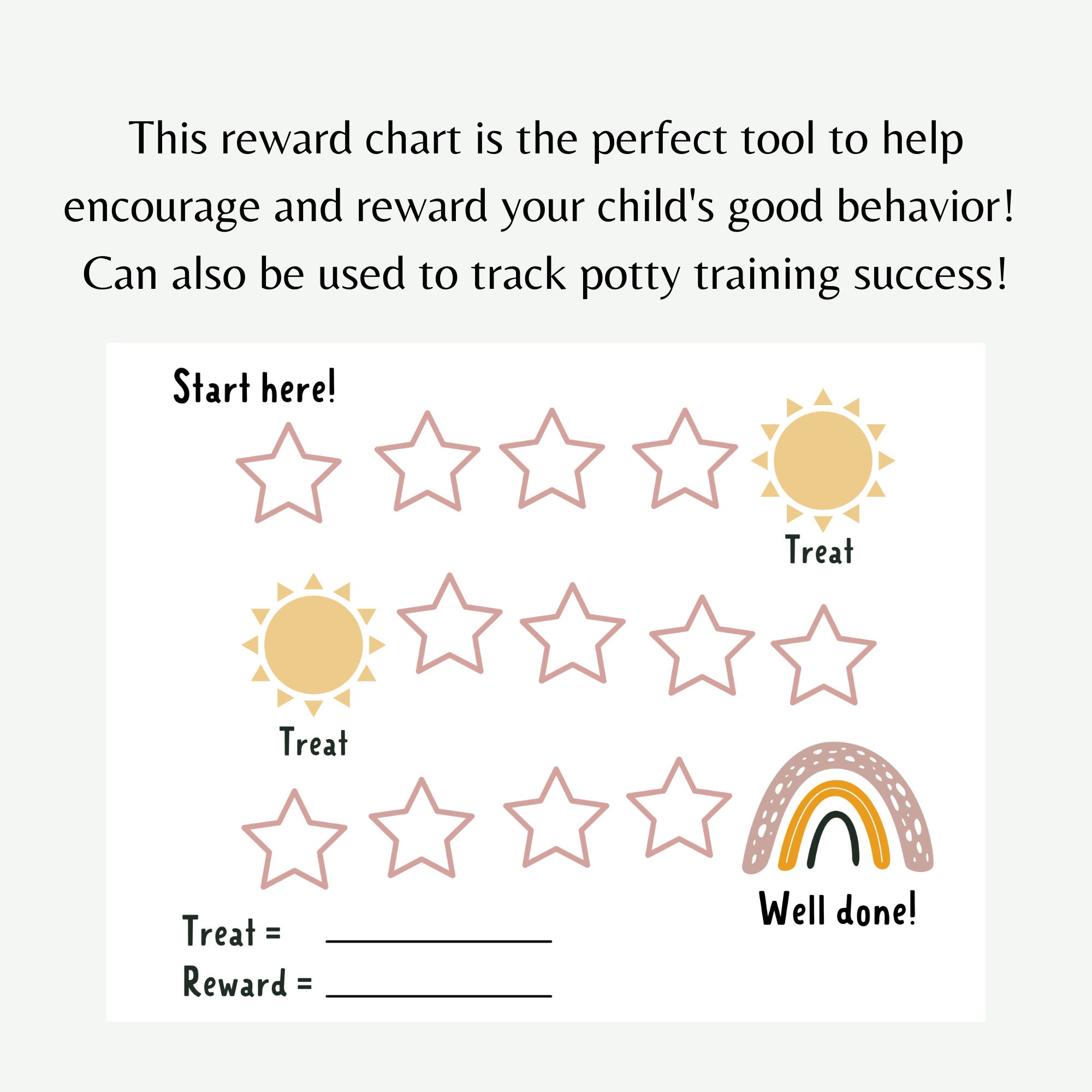 Stars Reward Chart for Kids, Potty Training Printable, Bathroom Routine ...