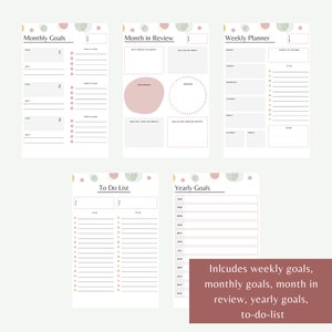 Printable Goal Planner Bundle, Colorful Goal Setting Download, Cheerful ...