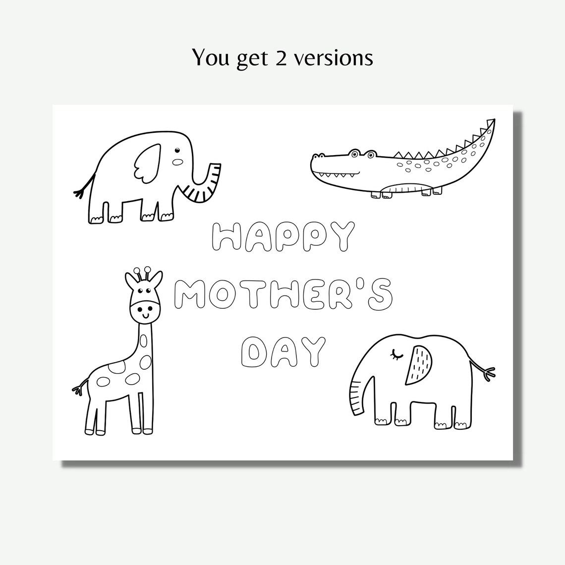 Printable Mother's Day Coloring Page for Kids, Cute Animals Mother's ...