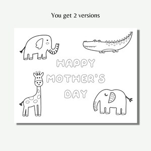 Printable Mother's Day Coloring Page for Kids, Cute Animals Mother's ...