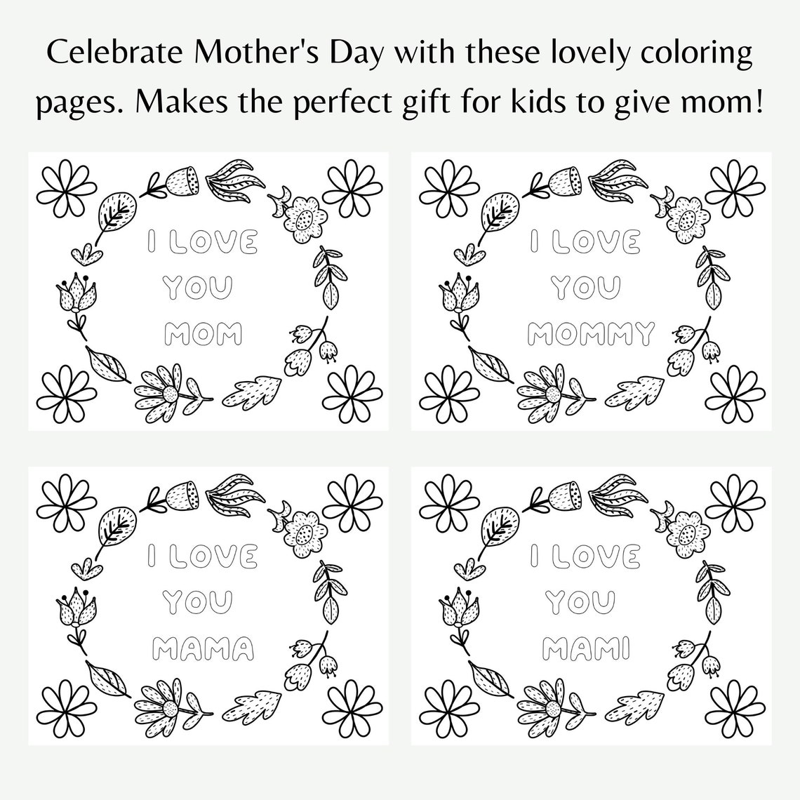 Printable Mother's Day Coloring Page for Kids, Pretty Flowers Mother's ...