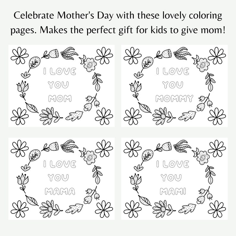 Printable Mother's Day Coloring Page for Kids, Pretty Flowers Mother's ...