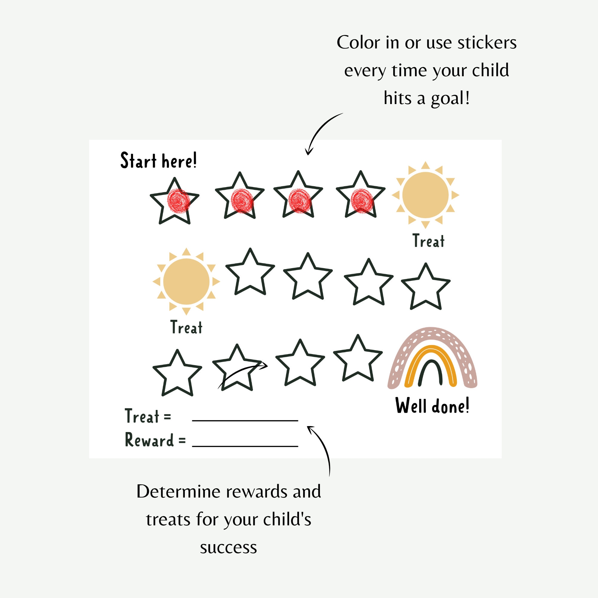 Stars Potty Reward Chart for Kids, Toilet Training Printable, Bathroom ...