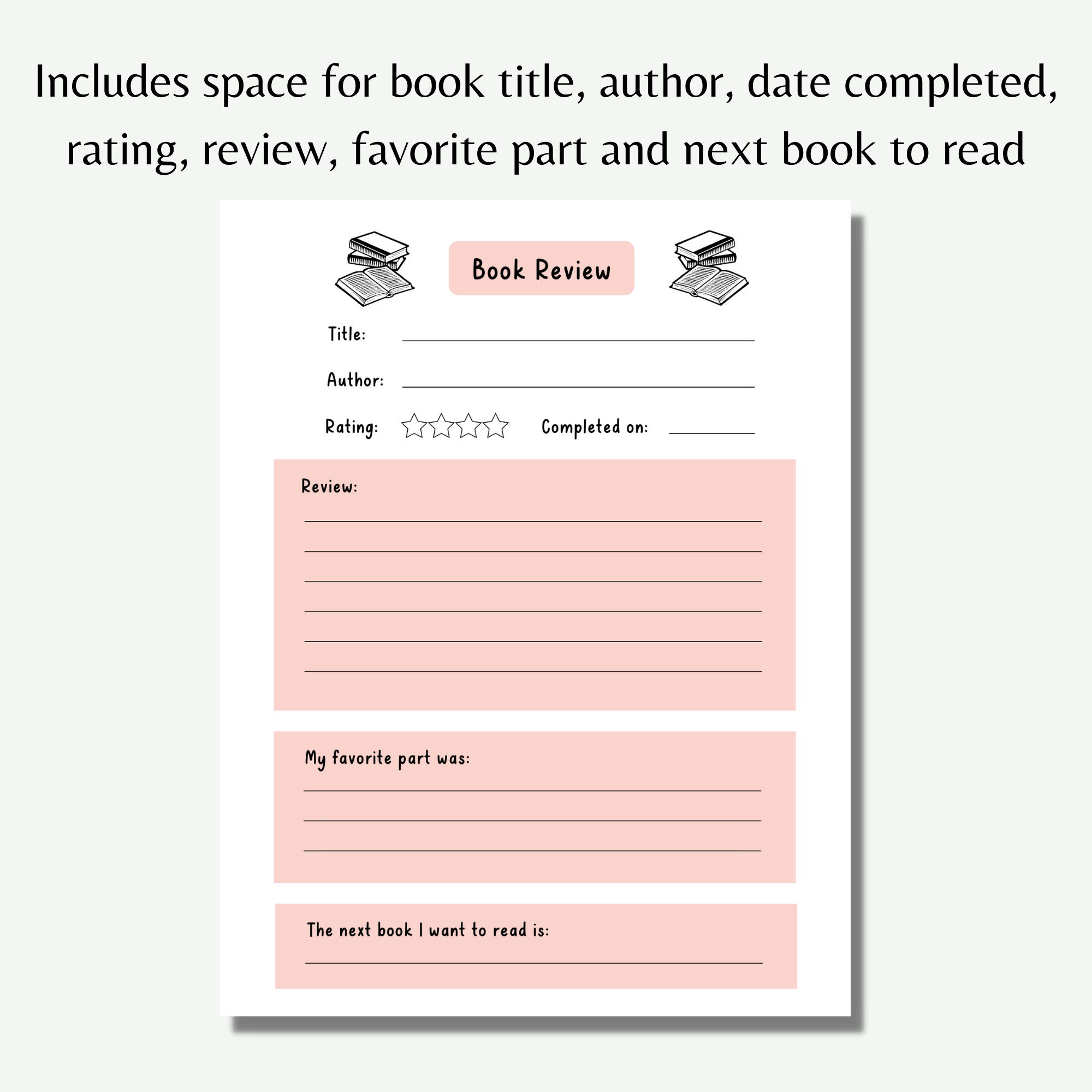 Book Review Template for Kids, Child Reading Log Tracker, Reading ...