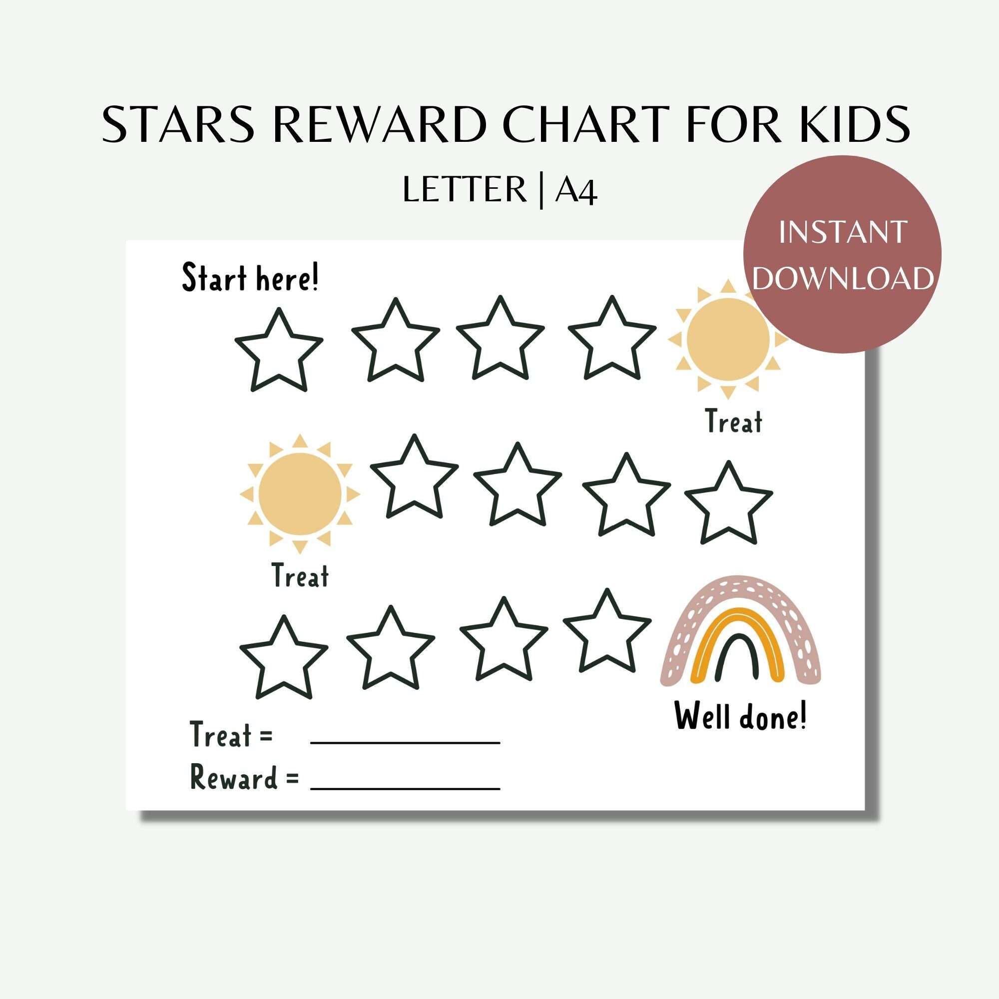 Stars Potty Reward Chart for Kids, Toilet Training Printable, Bathroom ...