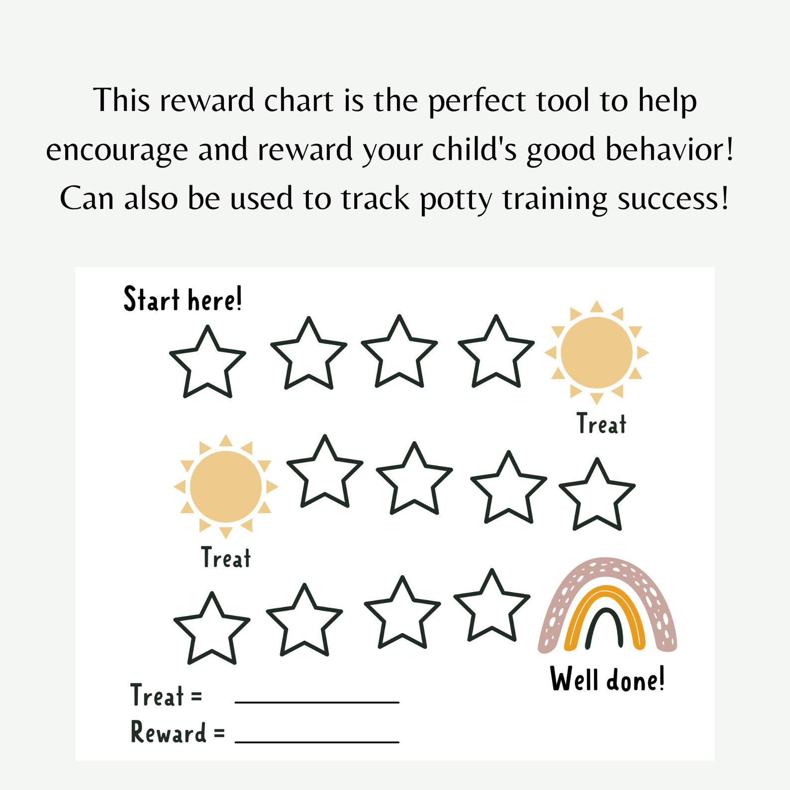 Stars Potty Reward Chart for Kids, Toilet Training Printable, Bathroom ...