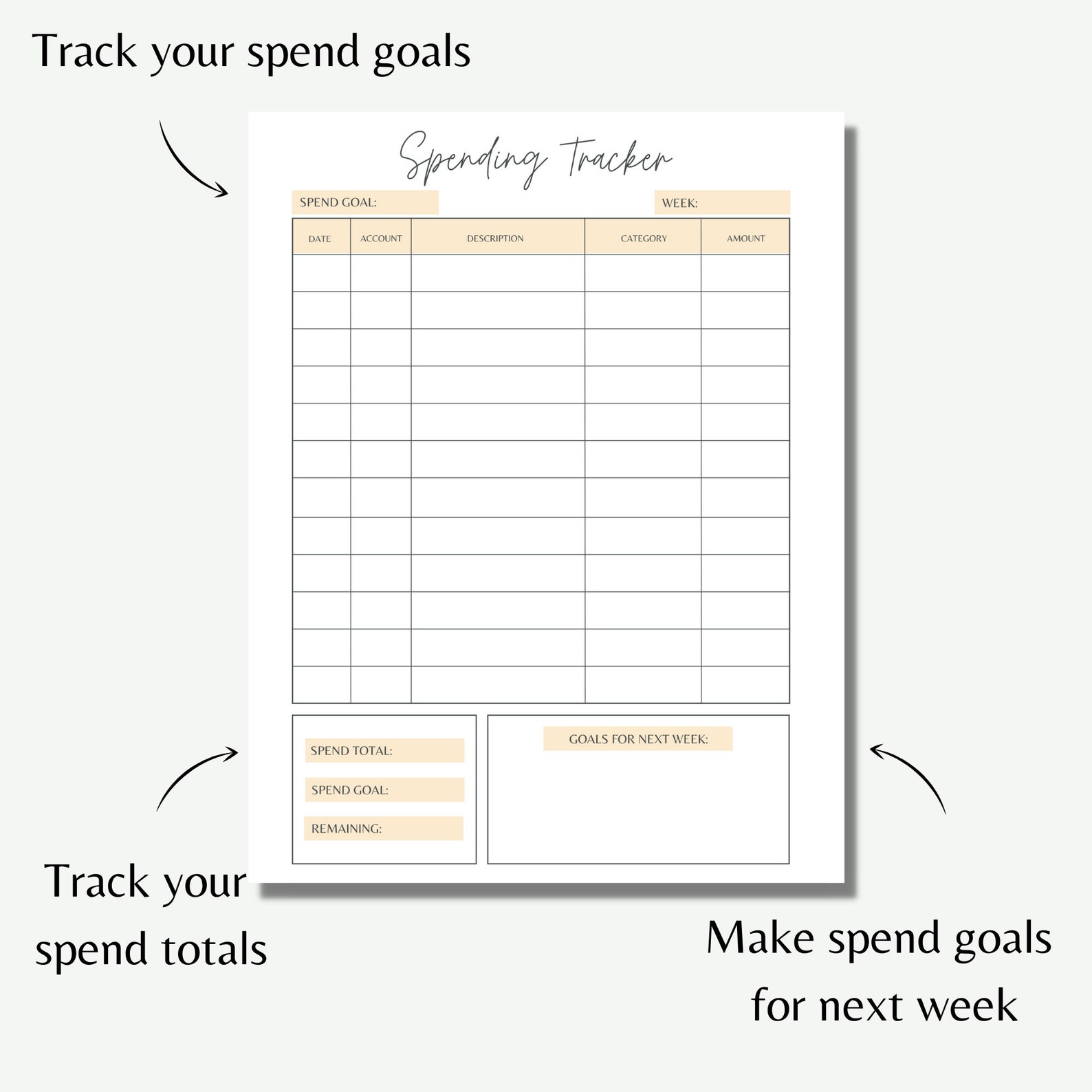 Weekly Spending Tracker, Printable Expense Log, Savings Recorder ...