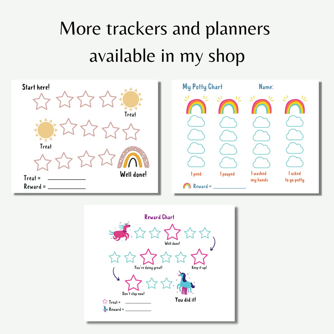 Stars Potty Reward Chart for Kids, Toilet Training Printable, Bathroom ...