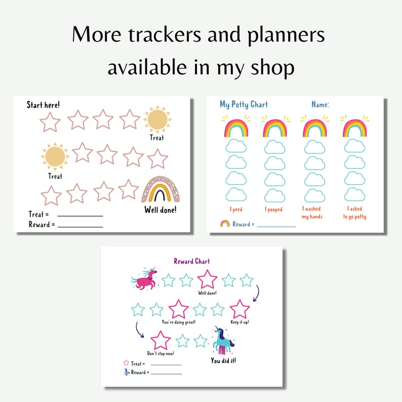 Stars Potty Reward Chart for Kids, Toilet Training Printable, Bathroom ...