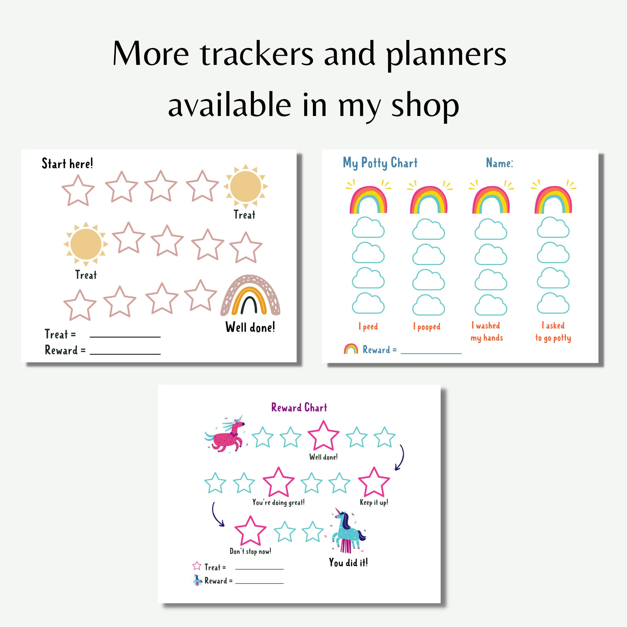 Stars Potty Reward Chart for Kids, Toilet Training Printable, Bathroom ...