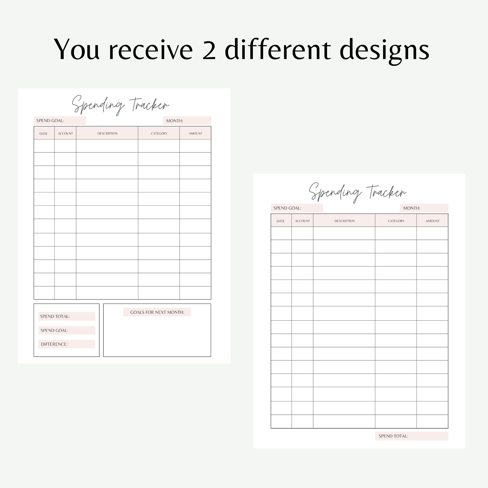 Monthly Spending Tracker, Printable Expense Log, Savings Recorder ...