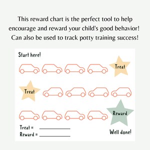 Cars Reward Chart for Kids, Potty Training Printable, Bathroom Routine ...
