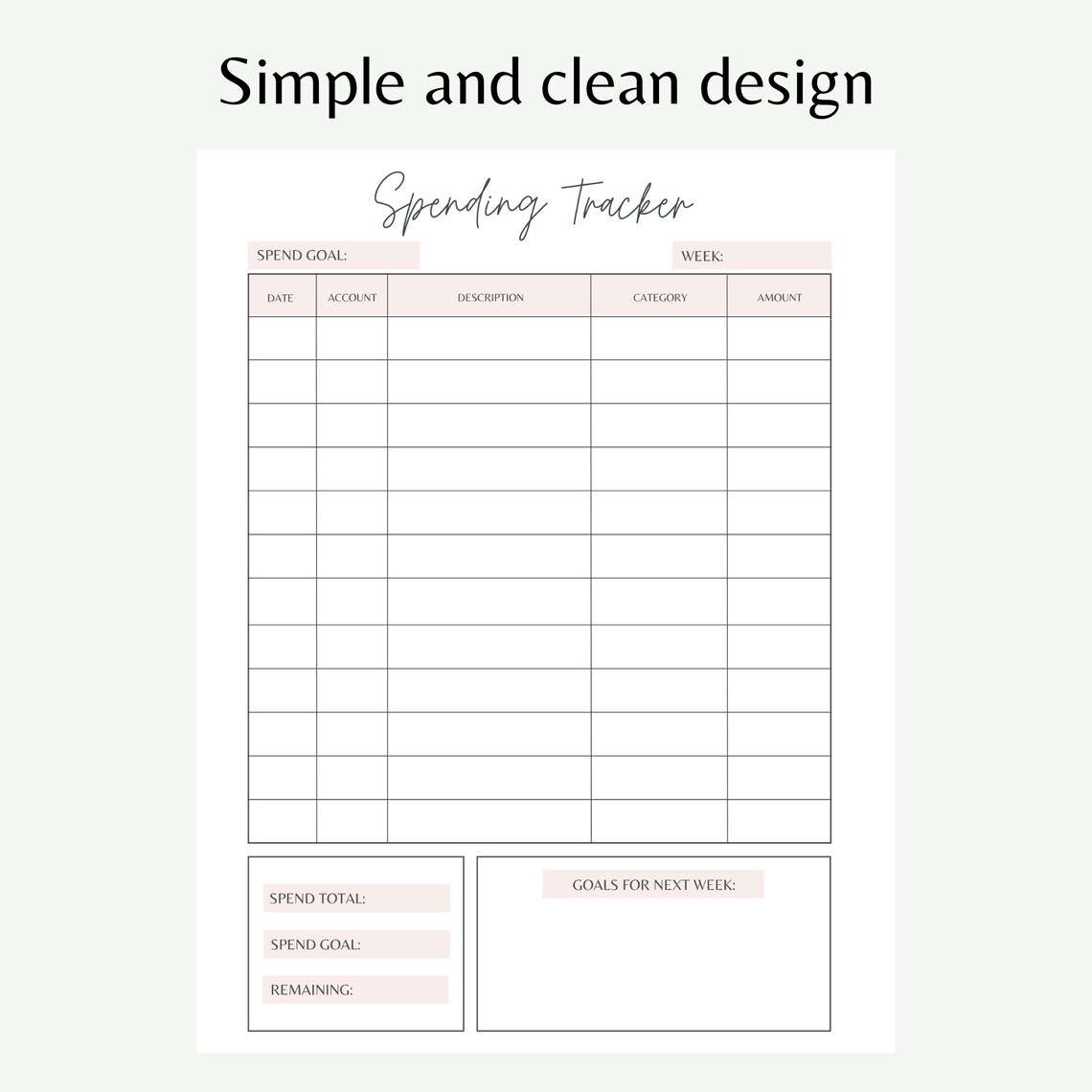 Weekly Spending Tracker, Printable Expense Log, Savings Recorder ...