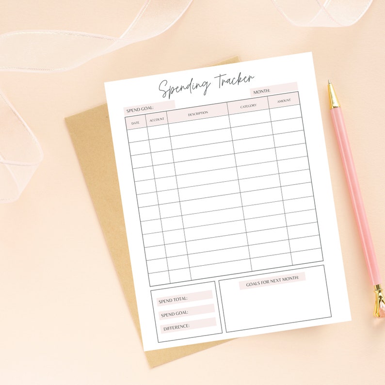 Monthly Spending Tracker, Printable Expense Log, Savings Recorder ...