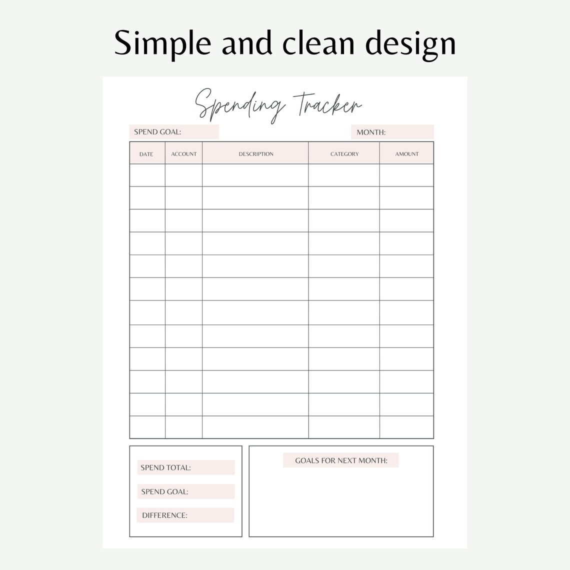 Monthly Spending Tracker, Printable Expense Log, Savings Recorder ...