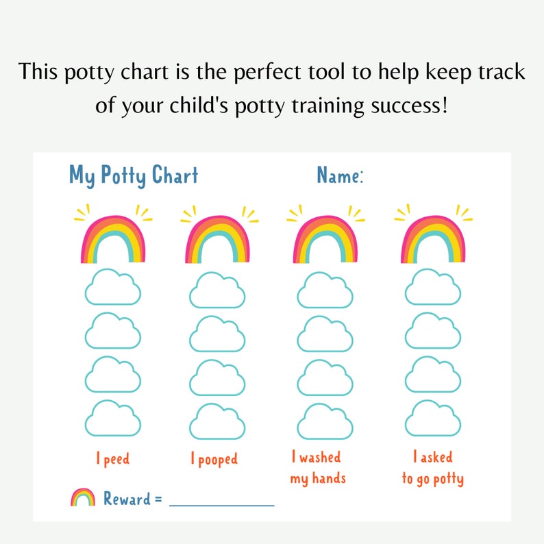 Rainbow Potty Training Chart, Bathroom Routine Printable, Toilet ...