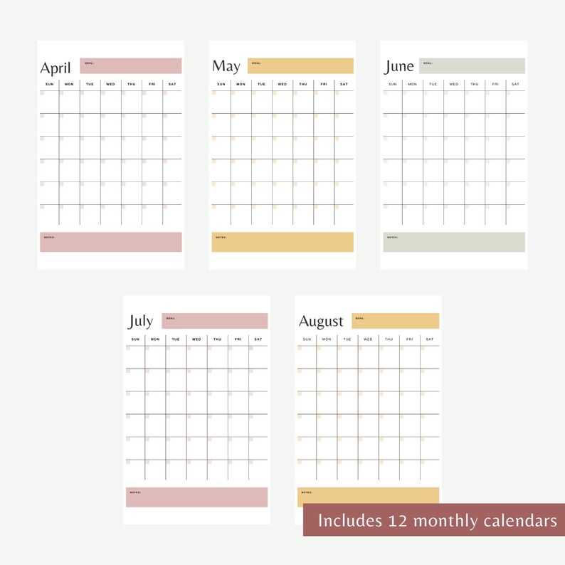 Printable Goal Planner Bundle, Colorful Goal Setting Download, Cheerful ...