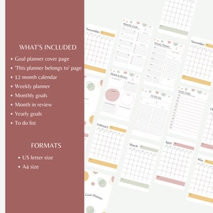 Printable Goal Planner Bundle, Colorful Goal Setting Download, Cheerful ...