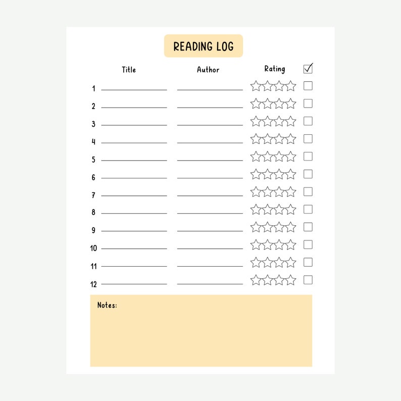 Colorful Reading Log Template for Kids, Printable Child Book Tracker ...