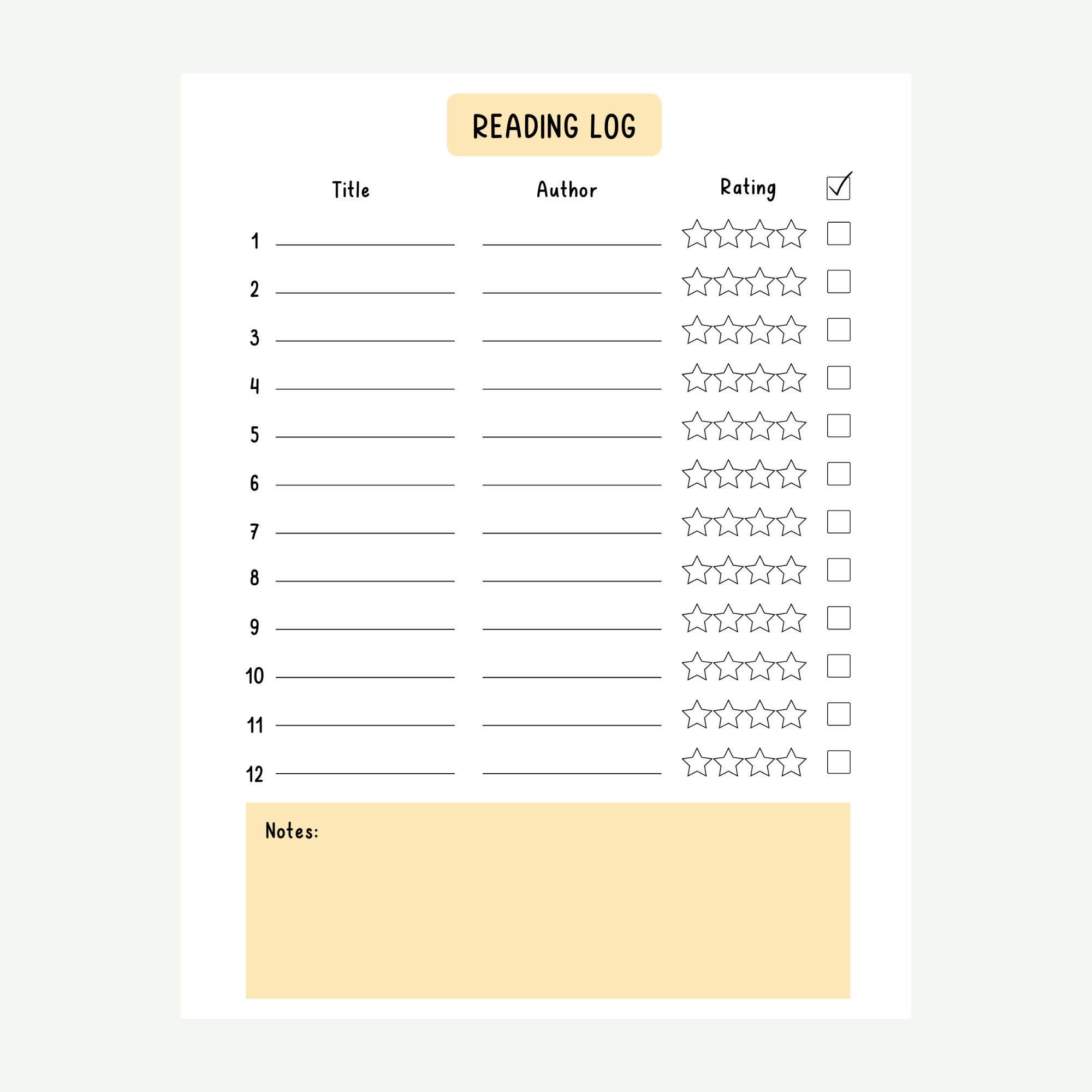 Colorful Reading Log Template for Kids, Printable Child Book Tracker ...