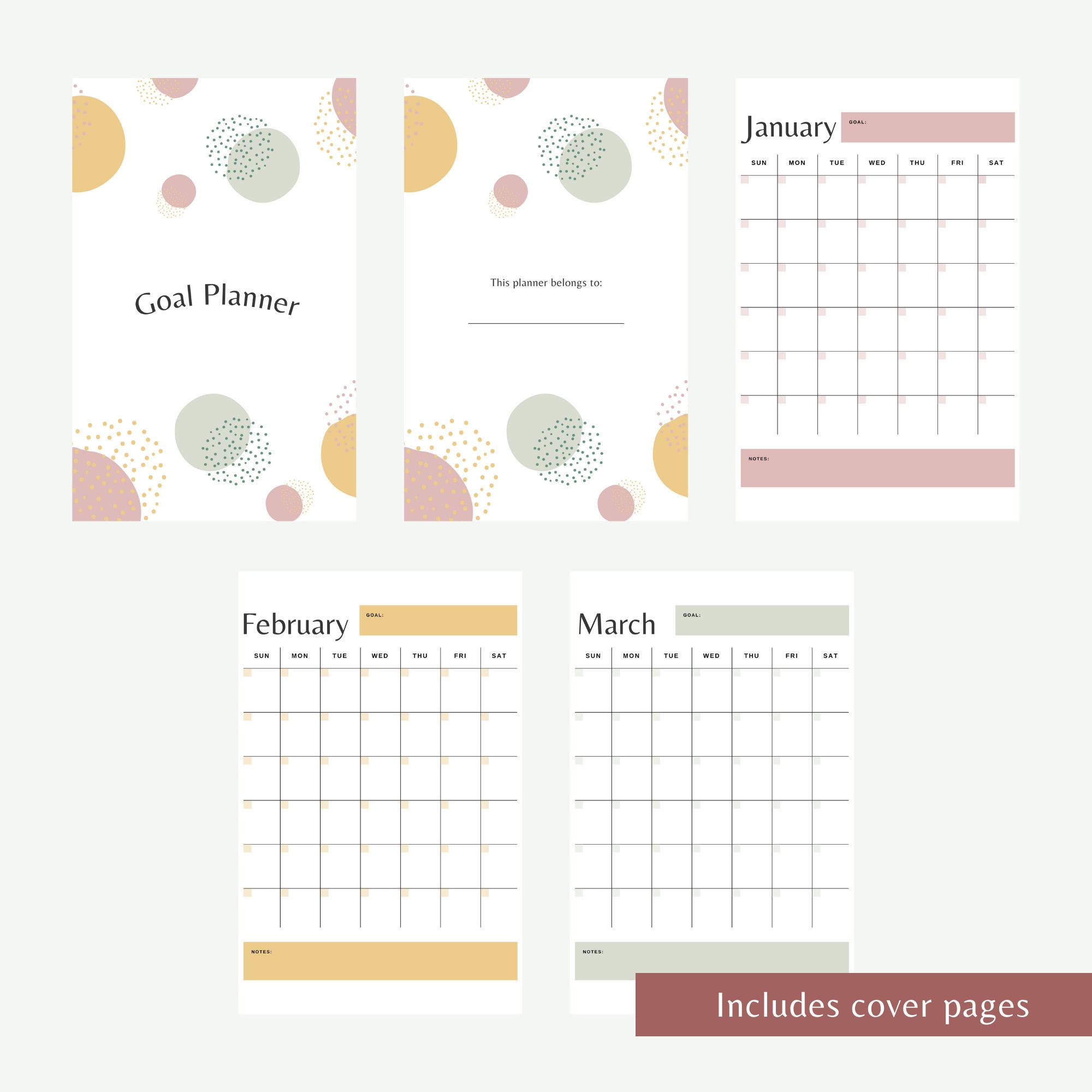 Printable Goal Planner Bundle, Colorful Goal Setting Download, Cheerful ...