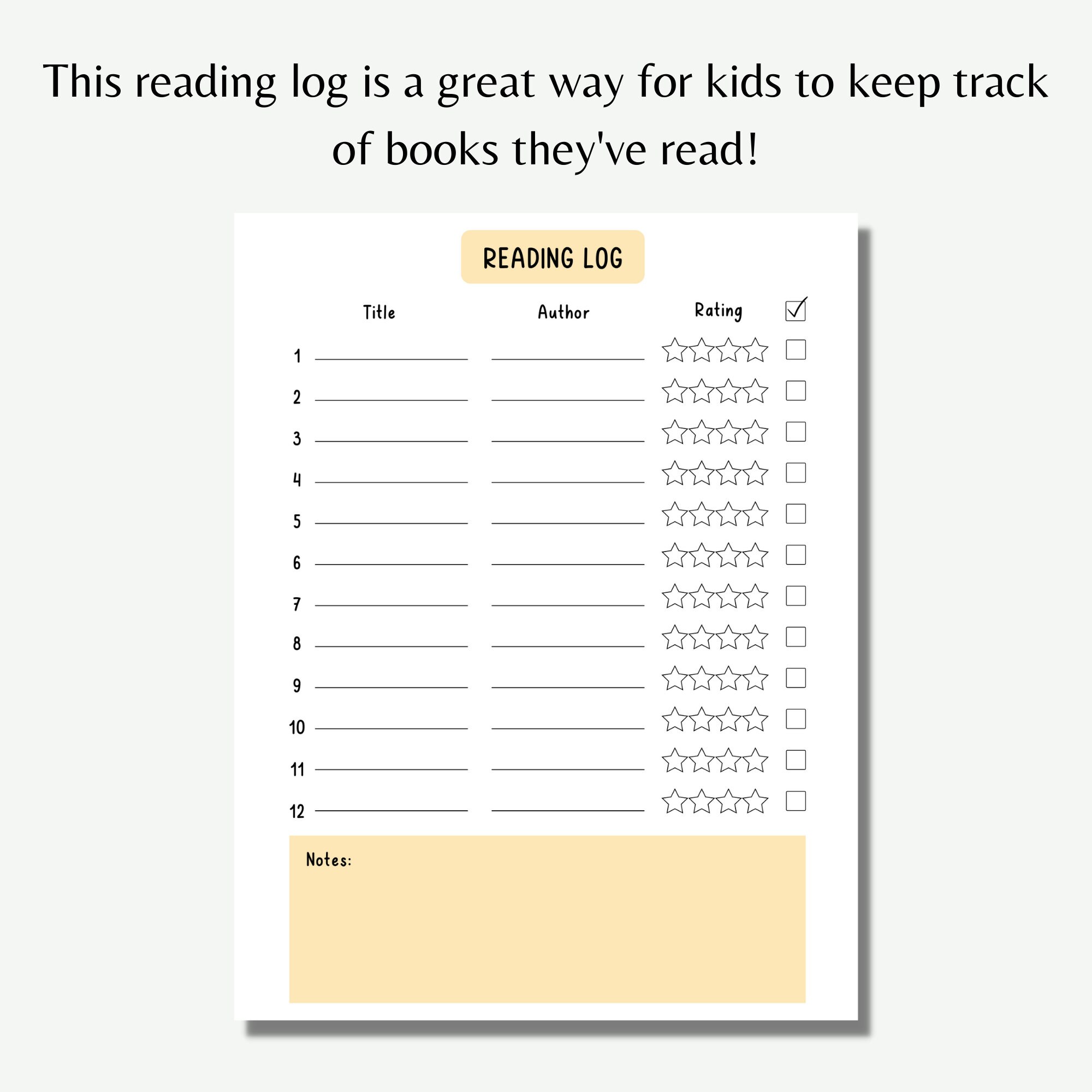 Colorful Reading Log Template for Kids, Printable Child Book Tracker ...