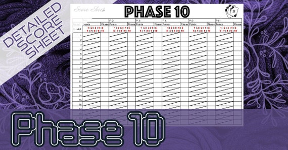 Phase 10 Printable Score Sheet Detailed Game - Etsy Ireland