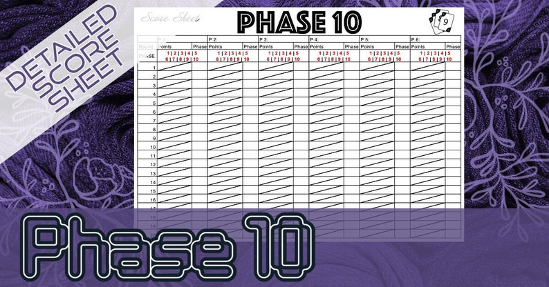 Phase 10 Printable Score Sheet - Detailed Game Tracking/scoring Phase10 ...