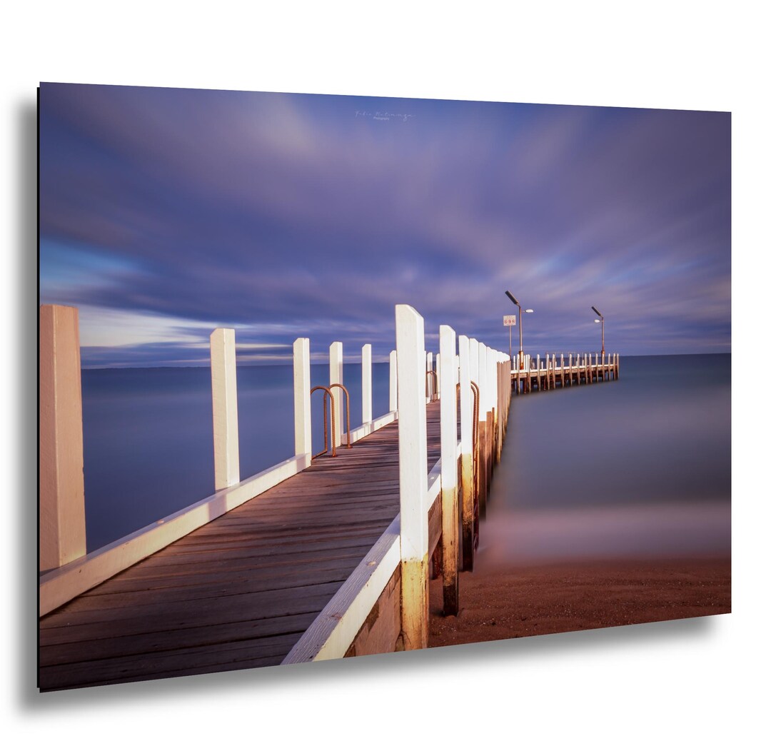 Safety Beach Pier Photo Print: Streaking Clouds, Ocean Wall Art ...