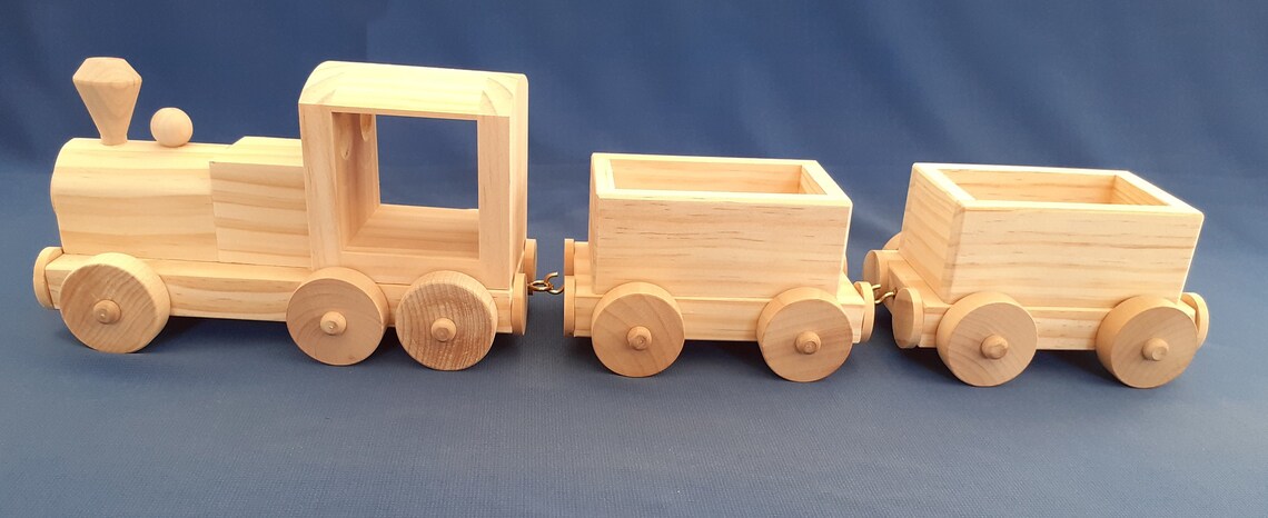 Wooden Train Set - Etsy