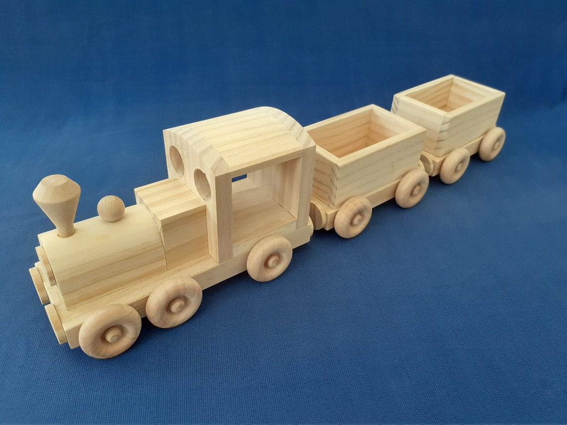 Wooden Train Set - Etsy