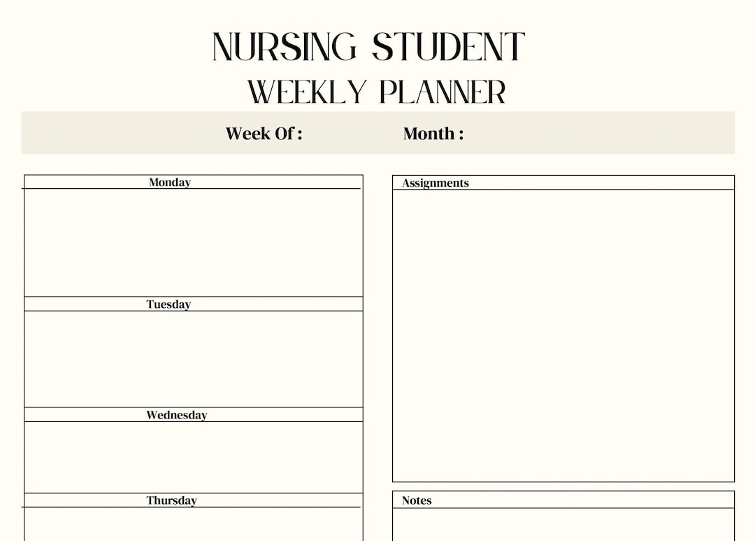Simple Nursing School Weekly Planner for iPad - Etsy