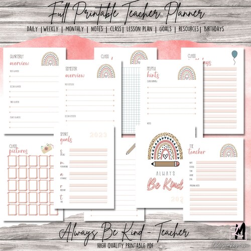 Editable Teacher Planner Colorful Rainbow Theme digital - Etsy