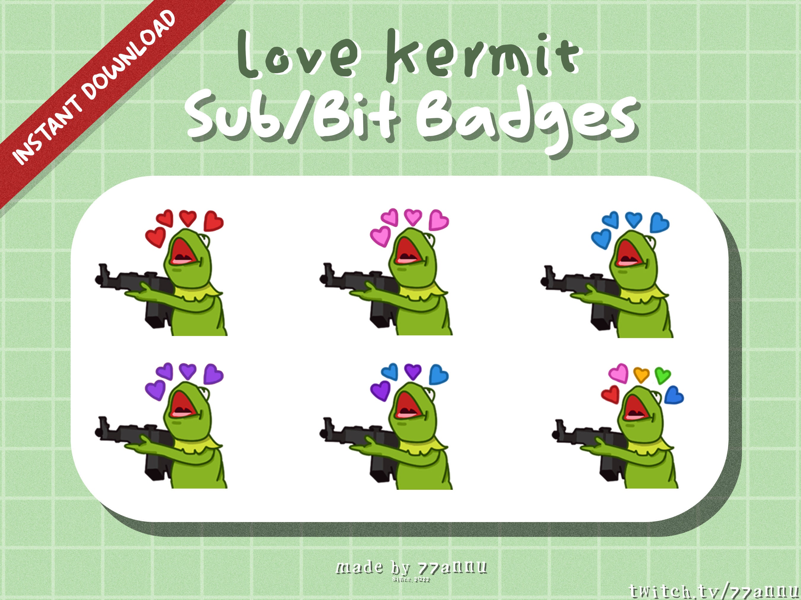 Frog Sub Badges, Kermit Sub Bit Badge, Bit Badges, Sub Badges, Twitch ...