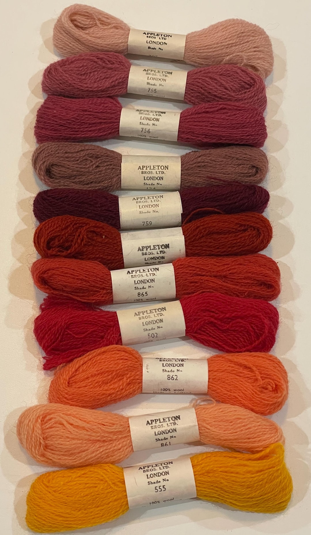 Vintage Appleton Bros. Ltd. 100% Wool Embroidery Yarn- Sunset Group - Etsy