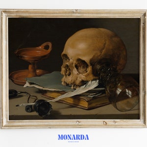 Moody Skull Painting | Dark Academia Decor | Gothic Art | Still Life ...