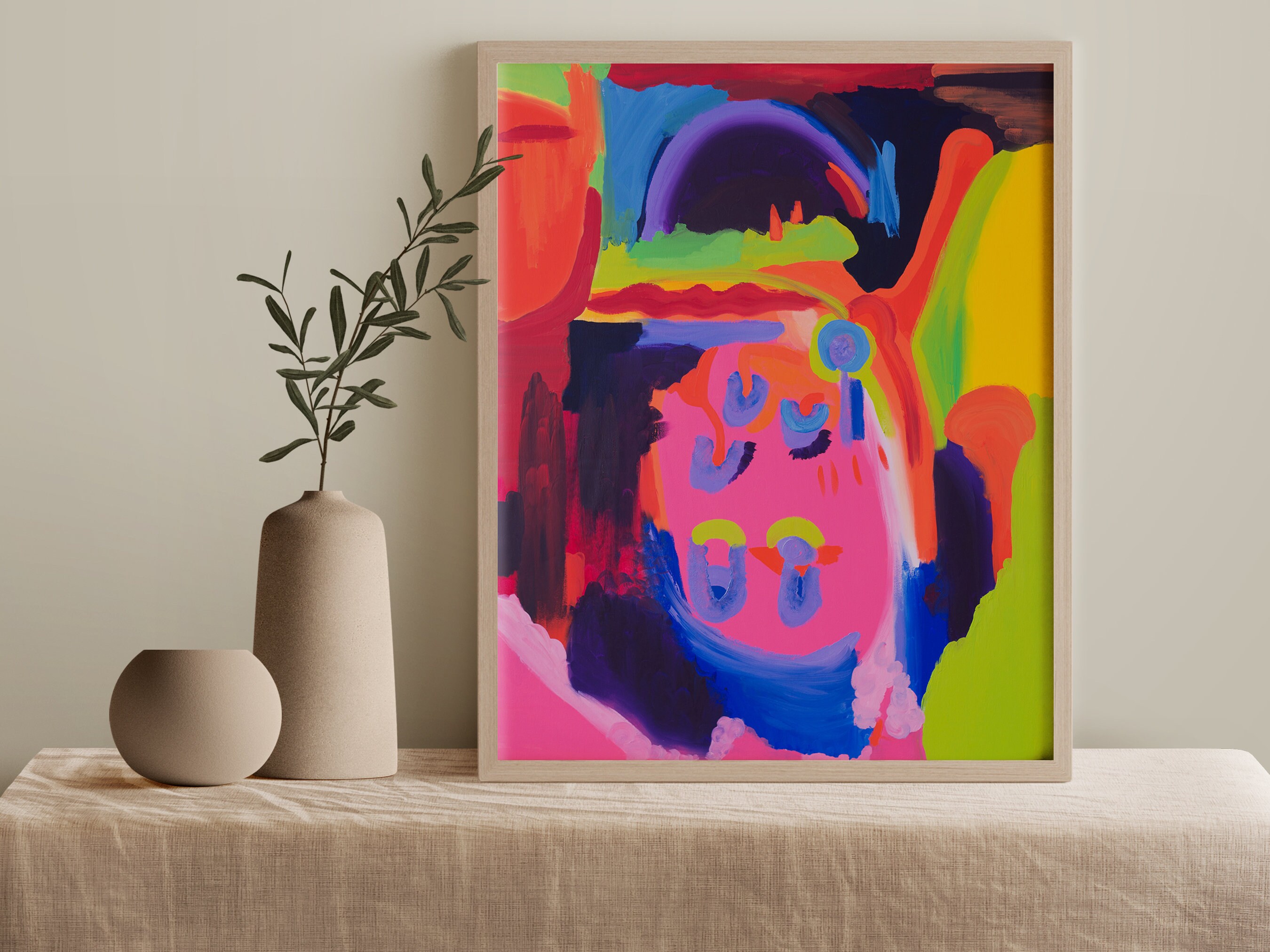 Neon Abstract Print, Pop Art, Modern Painting, Abstract Wall Art, Neon ...