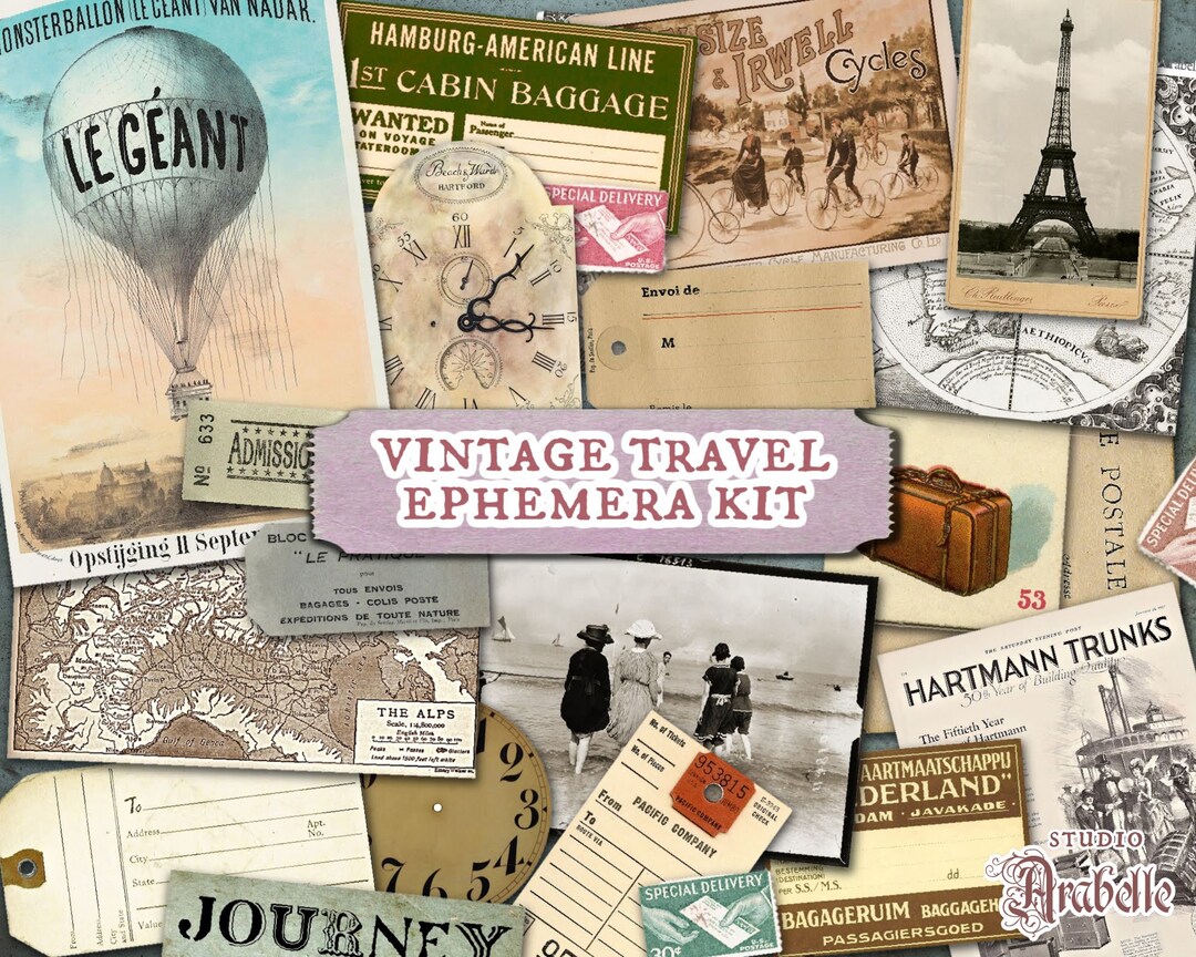 Digital Vintage Travel Printable Ephemera - Digital Instant Download ...