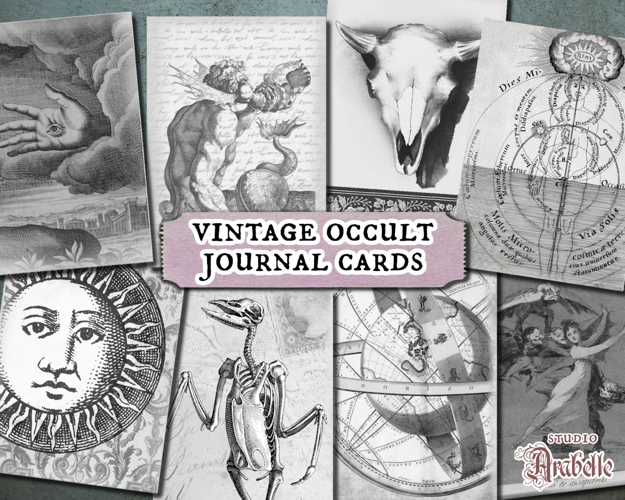 Digital Vintage Occult Printable Journal Cards - Digital Ephemera ...