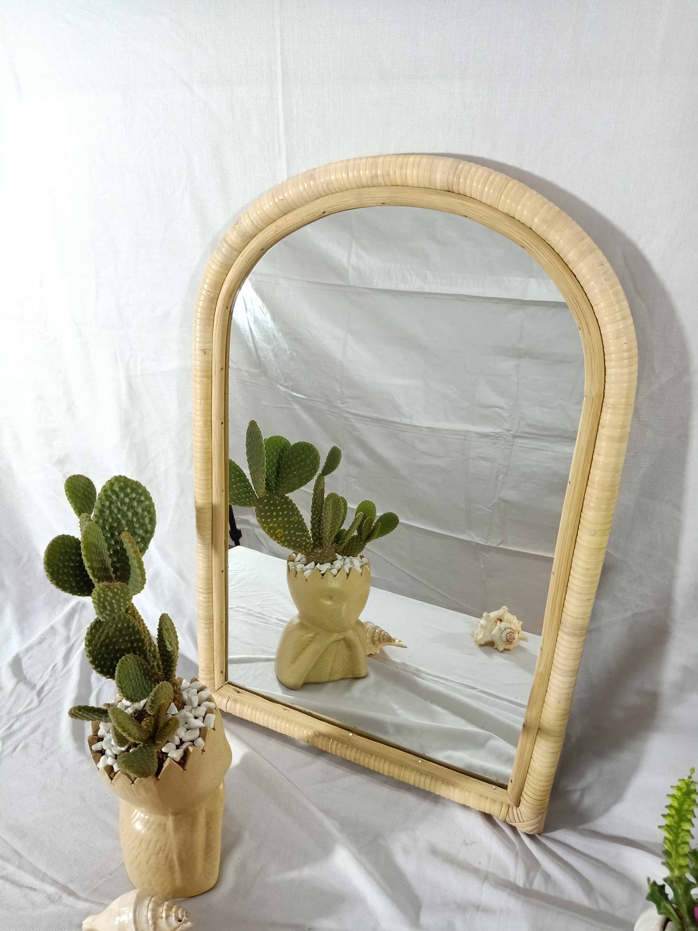 Handmade Rattan Mirror, Rattan Arch Mirror, Cane Mirror, Boho Mirror ...