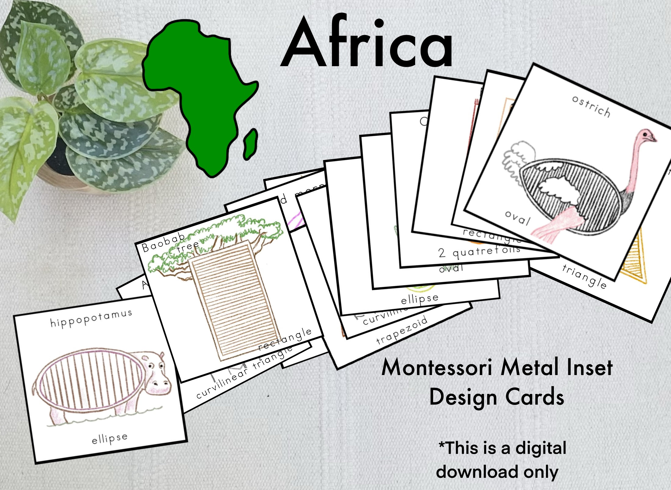 Montessori Metal Inset Designs - Continent Study of Africa - Digital ...