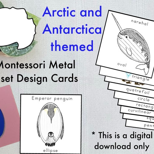 Montessori Metal Inset Design Cards Arctic and Antarctica - Etsy