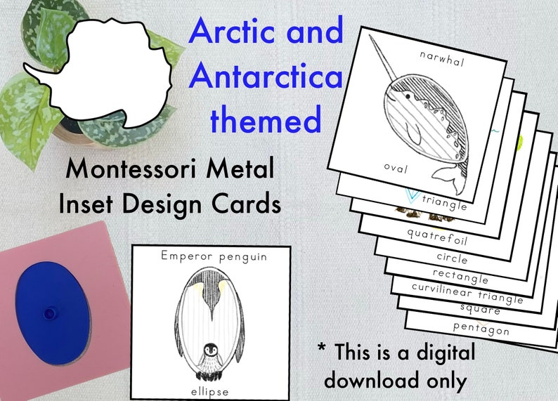 Montessori Metal Inset Design Cards- Arctic and Antarctica Themed - Etsy