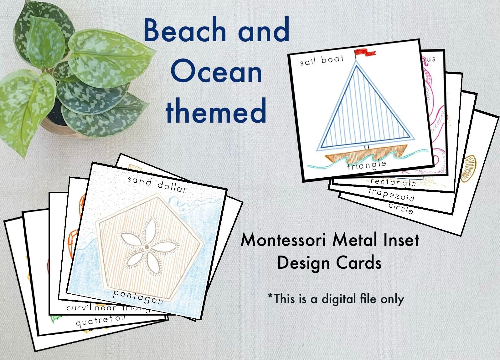 Montessori Metal Inset Designs - Beach and Ocean Themed - Etsy
