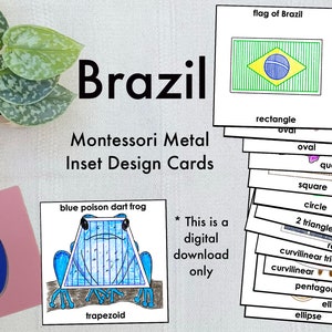 Montessori Metal Inset Design Cards - Brazil Themed - Etsy