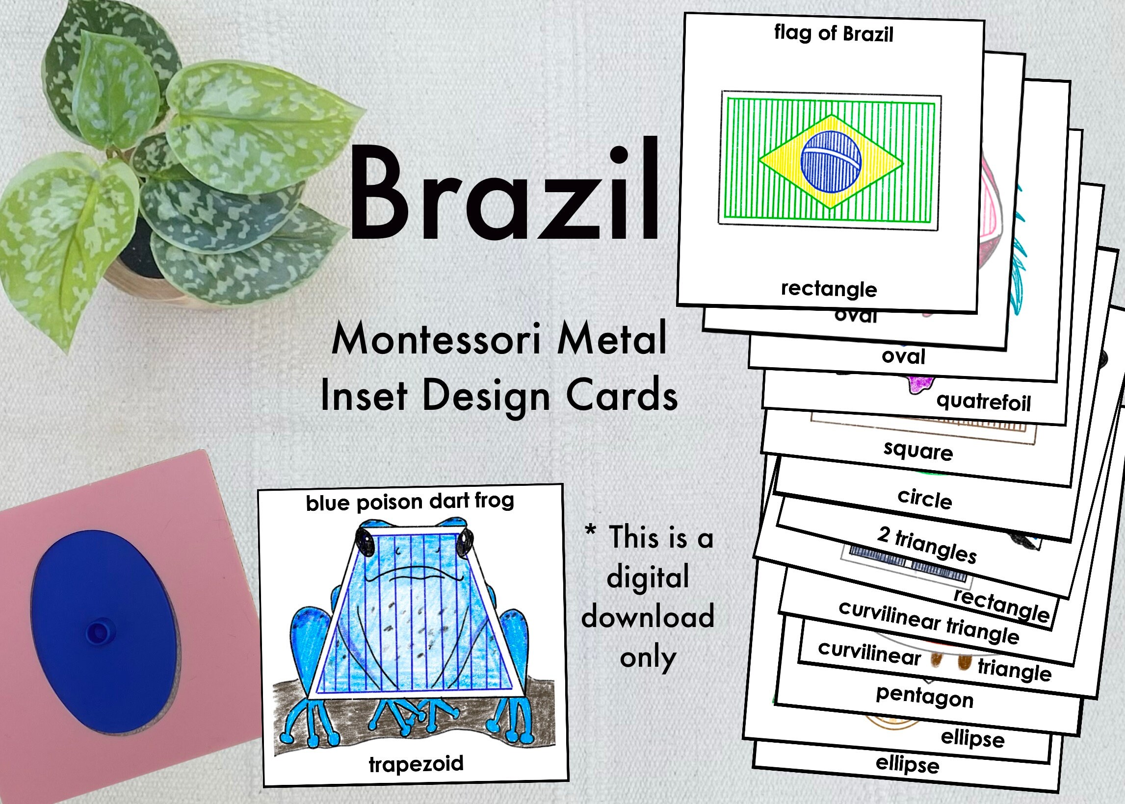 Montessori Metal Inset Design Cards - Brazil Themed - Etsy