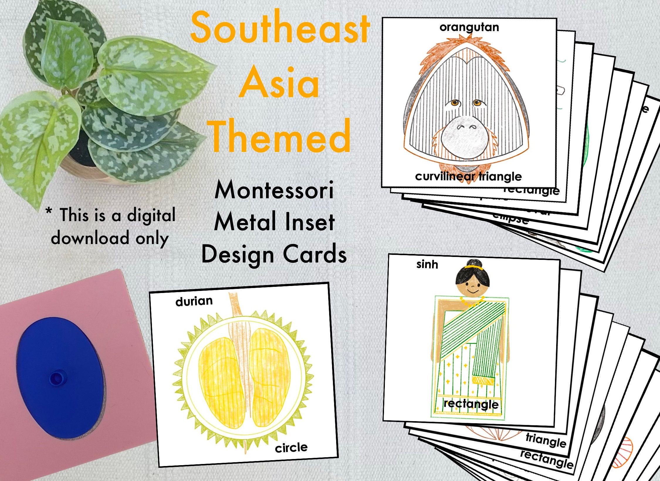 Montessori Metal Inset Designs Continent Study of Southeast - Etsy
