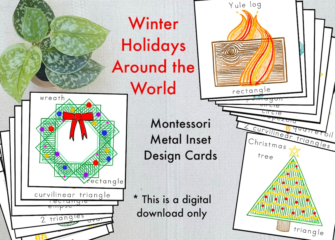 Montessori Metal Inset Design Cards - Winter Holidays Around the World ...