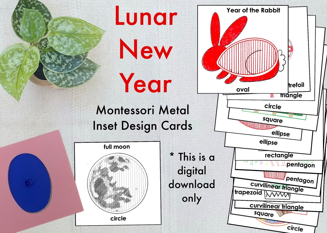 Montessori Metal Inset Design Cards - Lunar New Years - Etsy